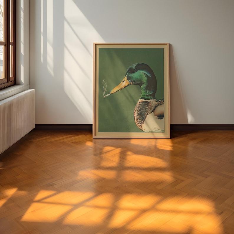Mallard Smoking Vintage Poster Art Funny Duck Retro Whimsica - TikTok Shop