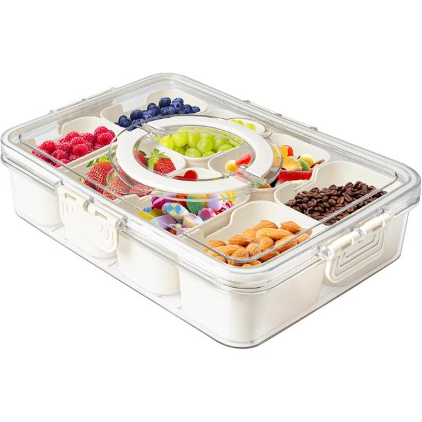 Divided Snackle Box with Handle Food Serving Tray Charcuteri - TikTok Shop