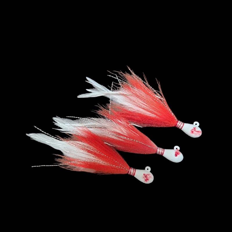 Bloody Tear Drop 1oz Custom Bucktail Jigs for Saltwater Fishing ...