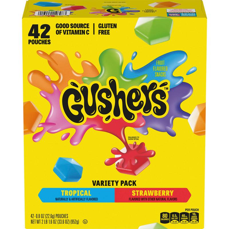 Gushers Strawberry Splash and Tropical Flavors 0.8 oz., 42 ct. Sweet ...