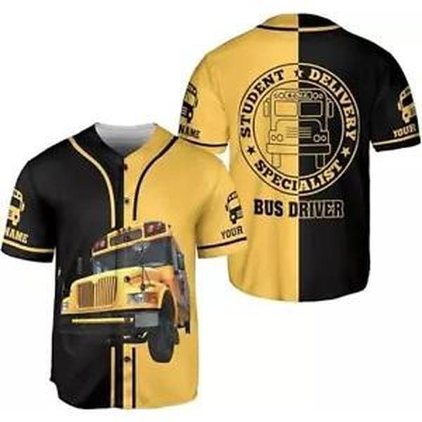 Personalized School Bus Driver Baseball Jersey Yellow Bus Driver ...