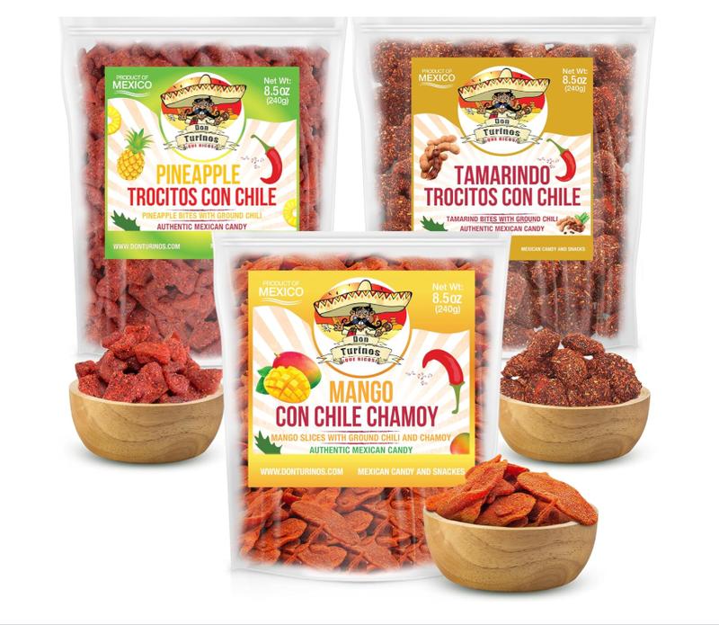 Mexican Fruit Candy 3-Pack, Dulces Mexicanos, Mango Chamoy, Pineapple ...