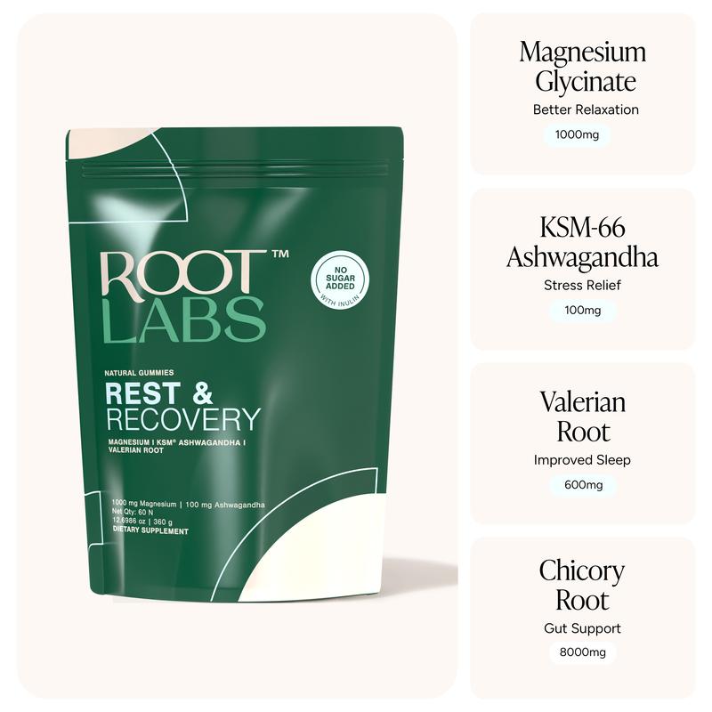 Root Labs Rest & Recovery Gummies | Magnesium + Ashwagandha with ...