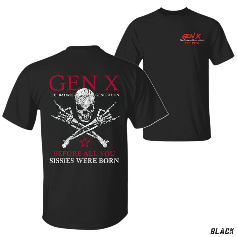 Gen X T-shirt - Bold Skull and Crossbones Design with "Badas - TikTok Shop