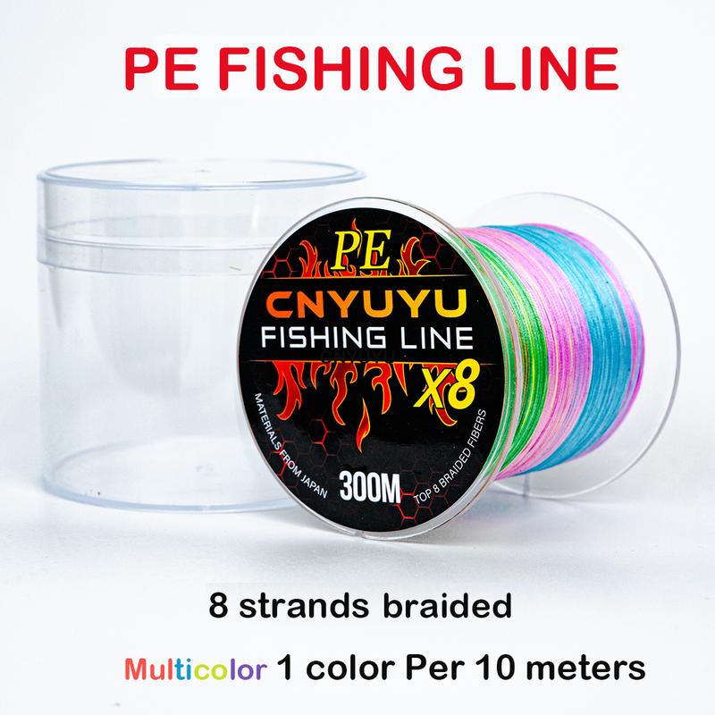 8X Braided PE Fishing Line Multicolor 328Yds/300M Zero Stretch Abrasion ...