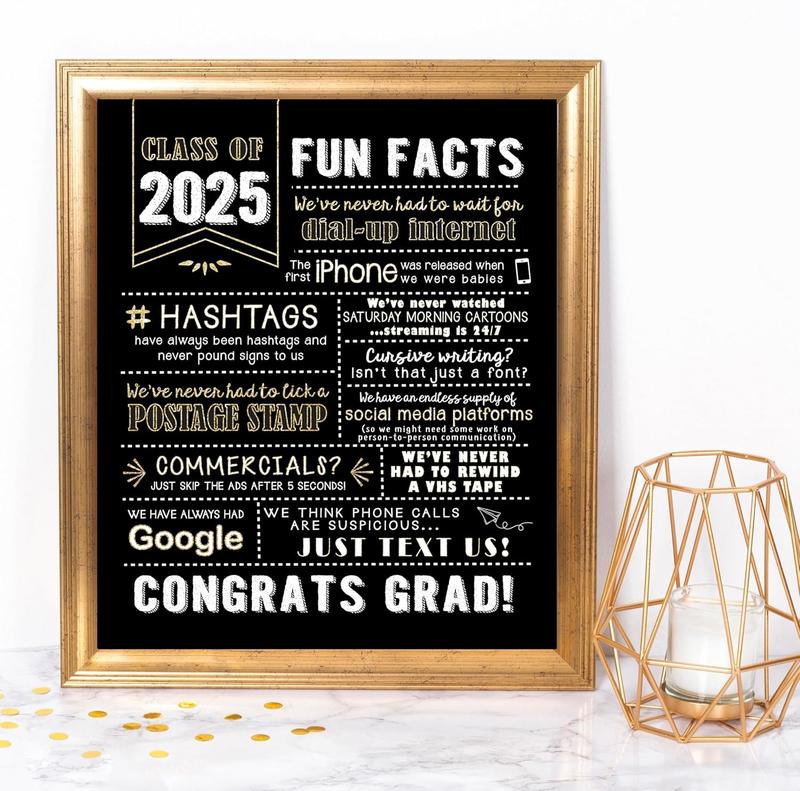Handmade Class of 2025 Graduation Decorations – Black & Gold Party ...