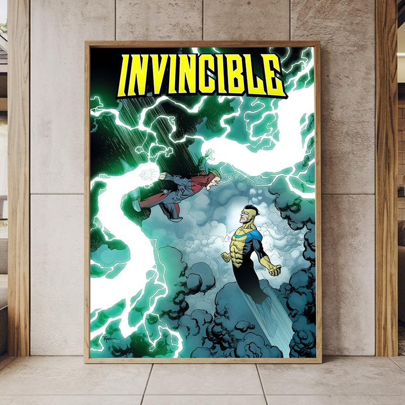 Invincible Comic Book Wall Art – Epic Lightning Battle Superhero ...