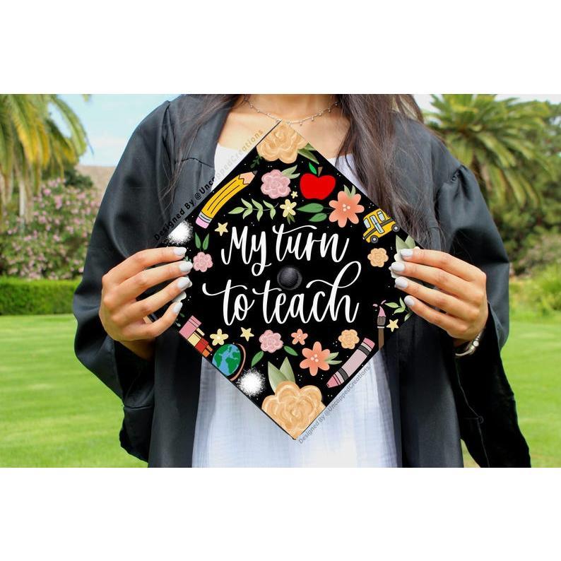 Teacher Grad Cap Design | CARDSTOCK Graduation Cap Design | education ...