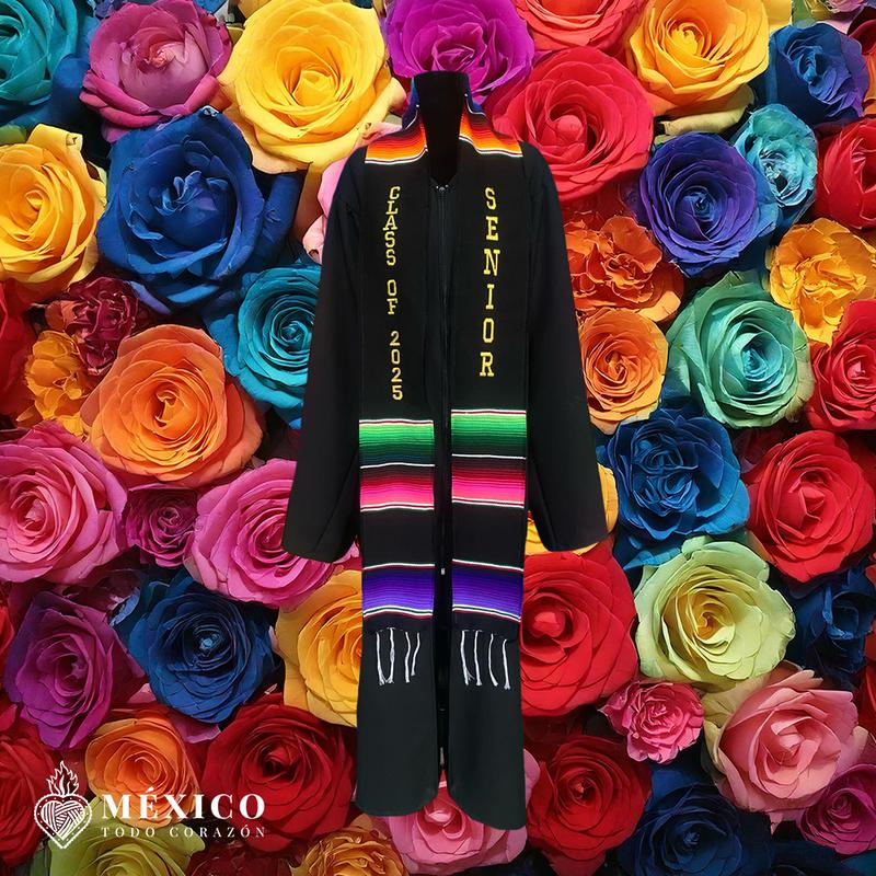 Mexican Graduation Sash Class Of 2025 And Senior Gold lettering ...