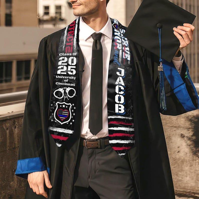 Personalized Police Officer Graduation Stole, Custom Police Grad Sash ...
