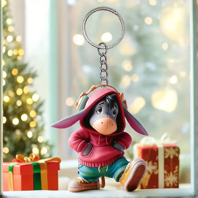 Eeyore-Inspired Acrylic Keychain, Cartoon Floral Decorated Donkey ...