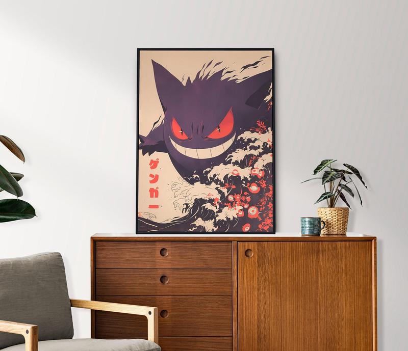 Gengar, Pokemon, Japanese Poster Style, Anime Poster, Printable ...