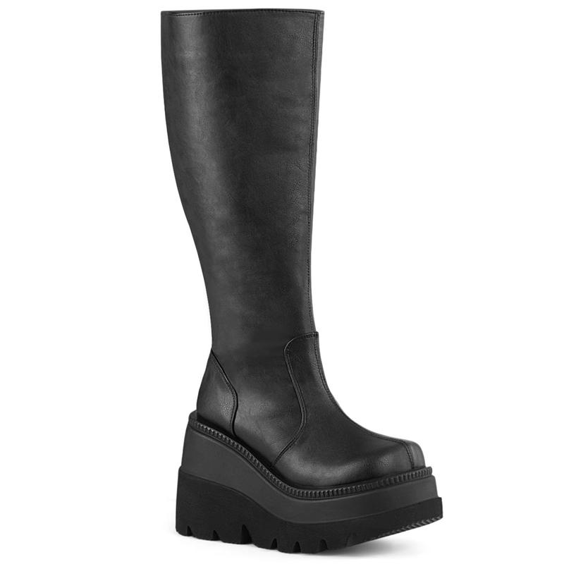Demonia Shaker-100WC Black Vegan Leather Knee-high Boots - TikTok Shop