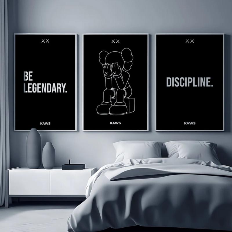 Set of 3 Kaws Wall Poster, Wall Art Decoration, Wall 3 set of, Quotes ...