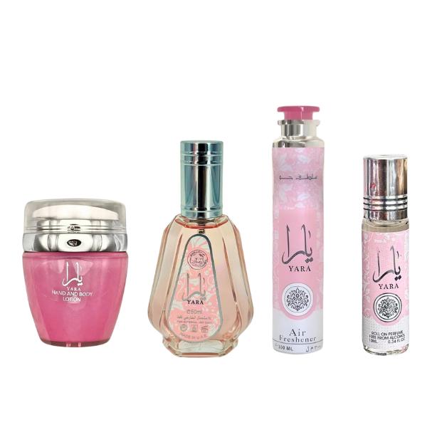 Yara Spray 50ml + Lattafa Yara Air Freshener + Lattafa Yara Hand & Body ...