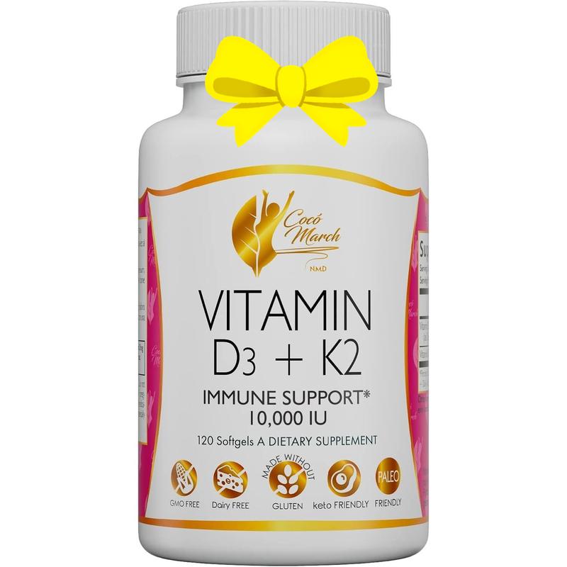 Coco March Vitamin D3+K2 10,000 IU - 4 Month Supply HIGH Potency ...
