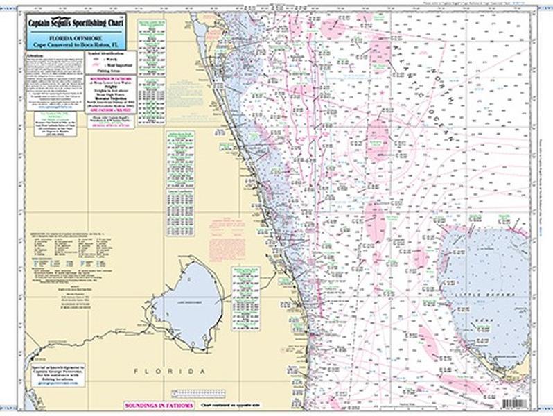 CaptainSegullFishingChart, Offshore Cape Canaveral to Key West, CCKW32 ...