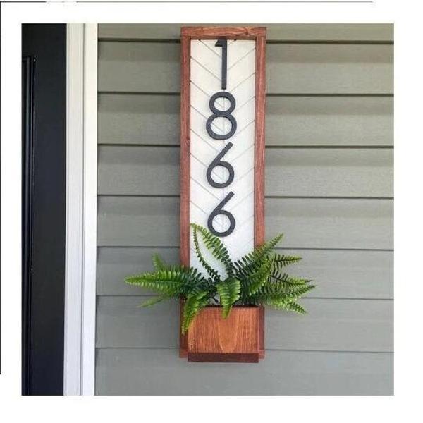 Fairview Vertical Address Sign Planter, House Number Sign and ...