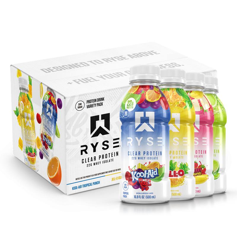 RYSE Clear Protein Shake - Pack of 12 - Whey Isolate 22g Protein ...