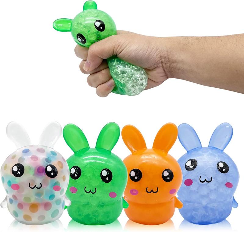 Easter Basket Stuffers, 4 Pack Squishy Easter Bunny Stress Balls for ...