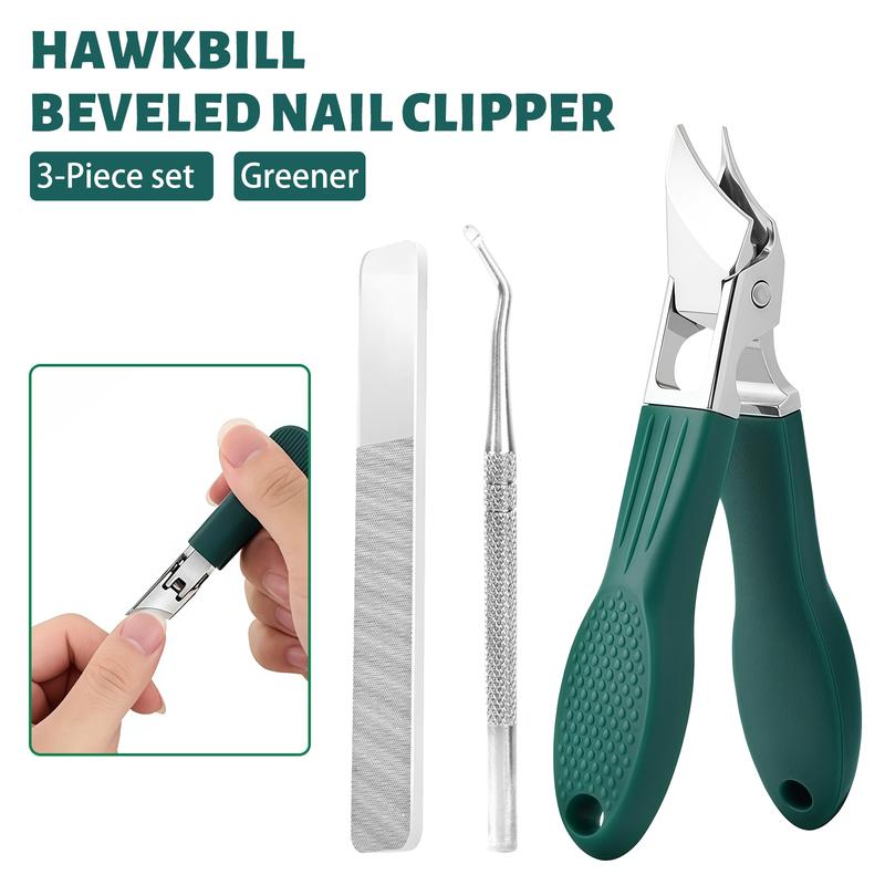 3-Piece Stainless Steel Nail Clipper Set – Heavy-Duty Green Eagle Beak ...