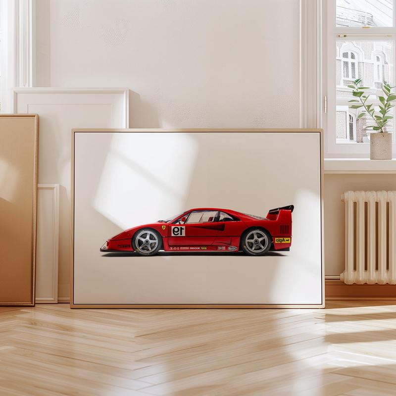 Red Ferrari F40 Poster, Vintage Ferrari Poster, Classic Car Posters ...