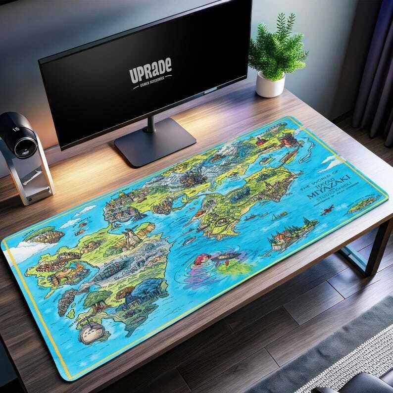 Hayao Miyazaki World Map Desk Mat - Studio Ghibli Inspired Mouse Pad ...