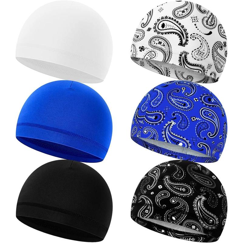 6 Pack Men's Beanie Hats, Sweat-Wicking Lined Beanie, Bandana Cycling ...