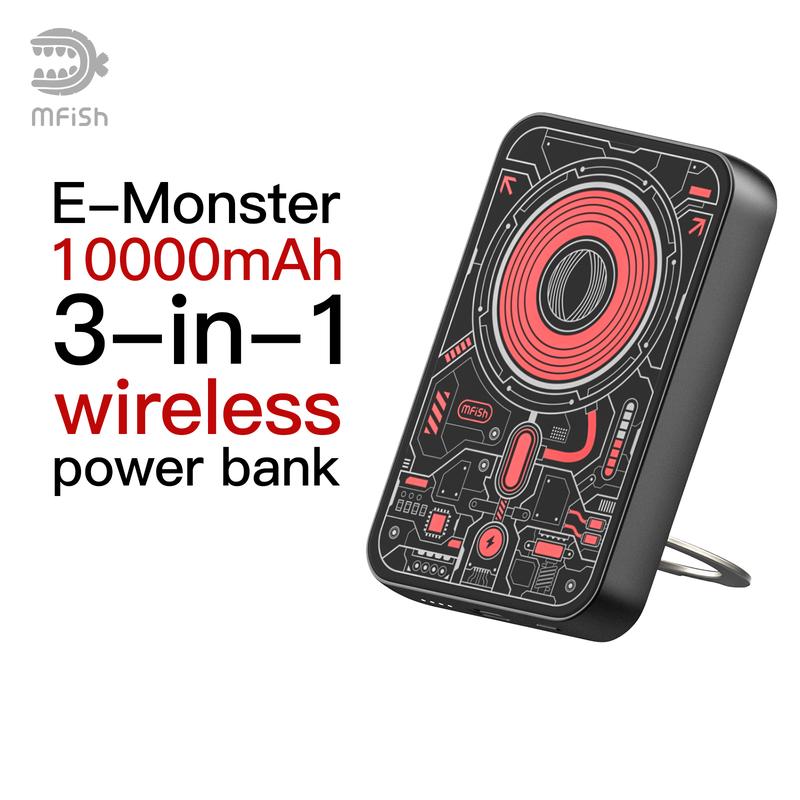 mfish E-Monster 10000 mAh 3-in-1 Foldable Wireless Power Bank,20W ...