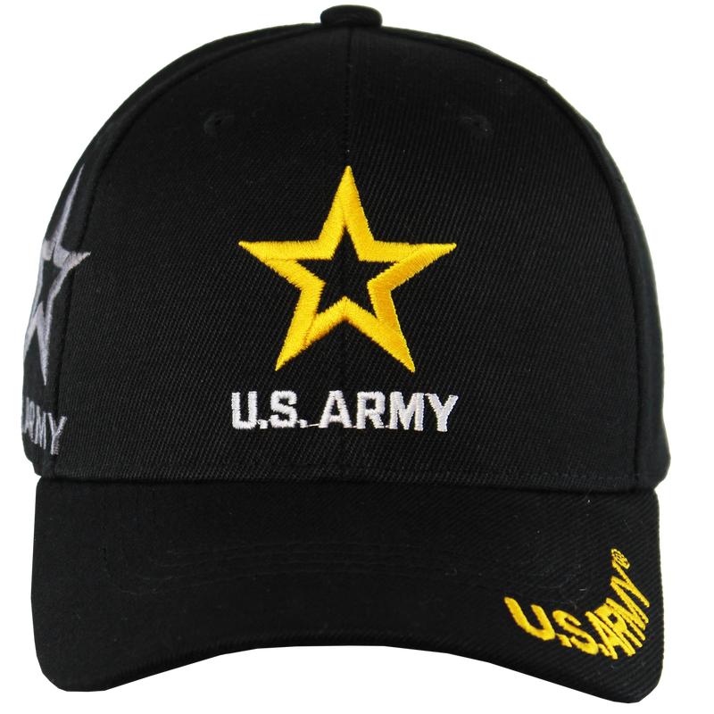 US Army Black Shadow Embroidery Cap with Fully Embroidered Army Star ...