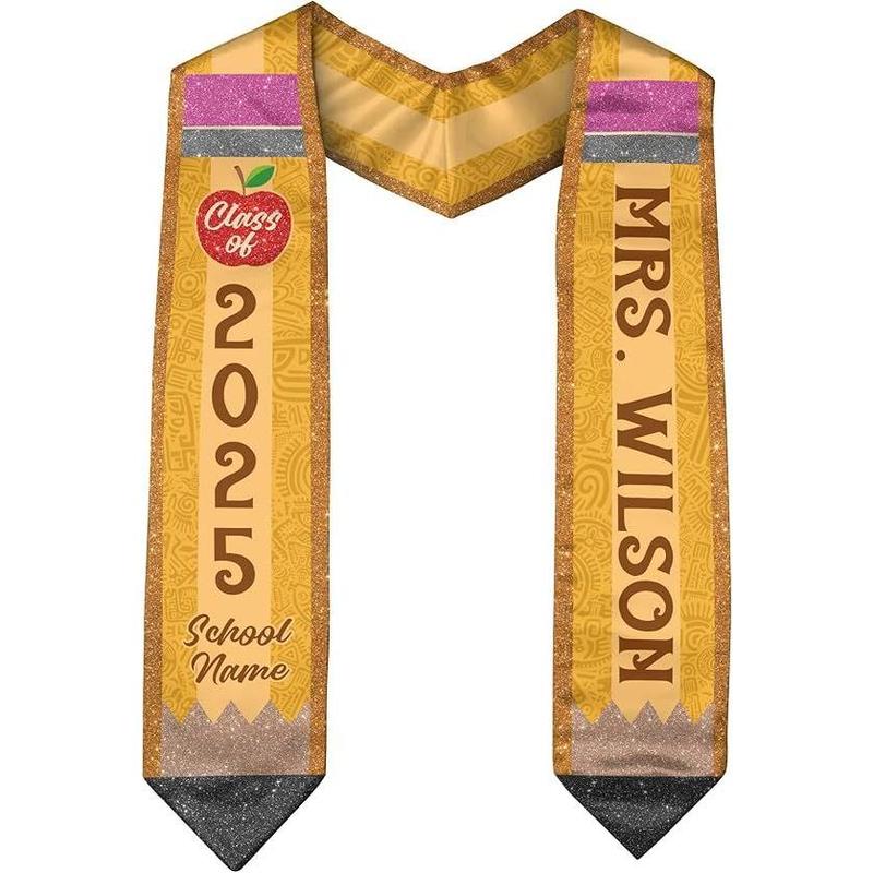 Custom Teacher Graduation Stole - Class of 2025 Pencil Stole ...