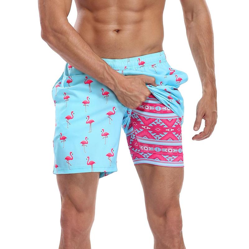 Mens 7" Inseam Swim Trunks with Compression Liner - TikTok Shop
