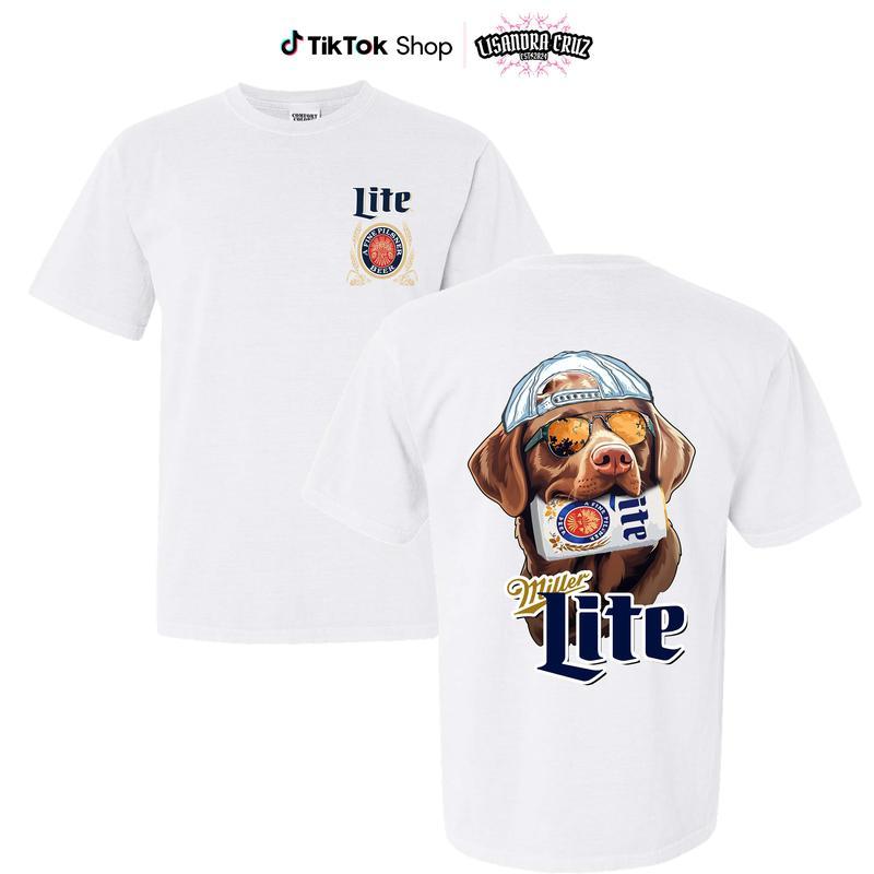 Chocolate Labrador Miller Hunting Dog Beer Two-sided Unisex T-shirt ...