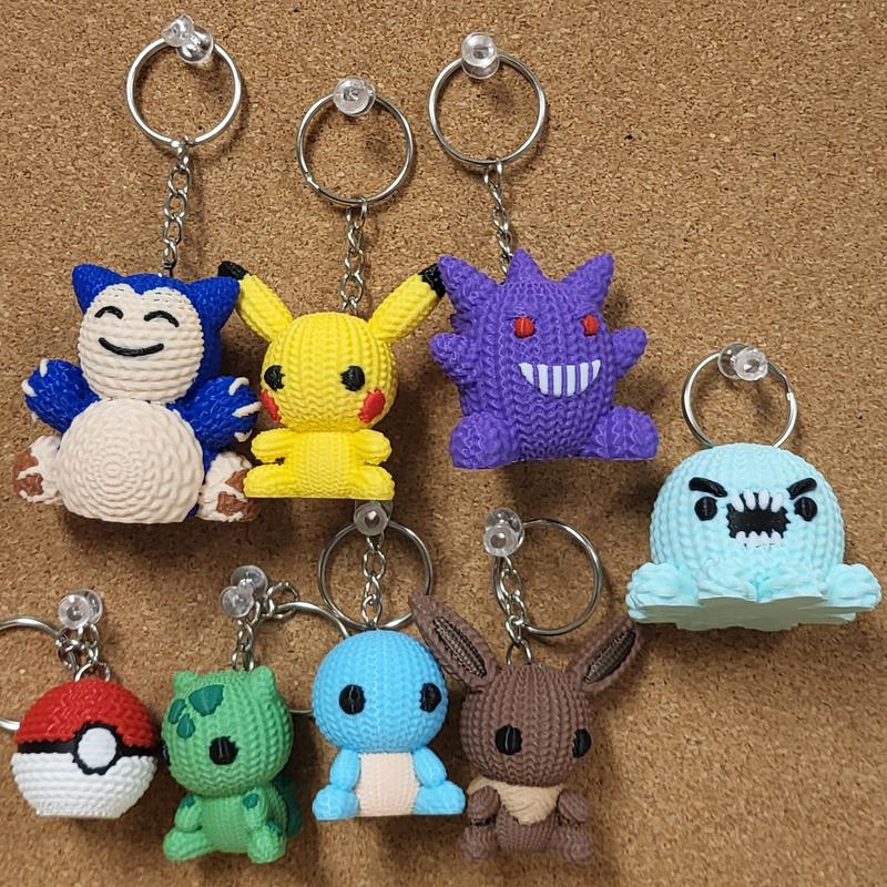 Pokémon Crochet Keychains - 3D Printed Pikachu, Snorlax, Charmander ...