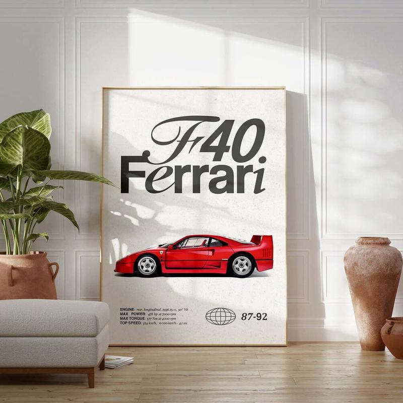 F40 Vintage Racing Posters Cars Hypebeast Wall Art And Decor - TikTok Shop