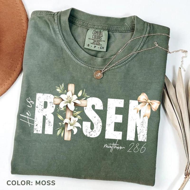 Comfort Colors He is Risen Shirt, Risen Tee, Retro Easter Da - TikTok Shop