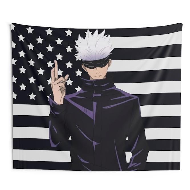 GOJO Black USA America Flag Tapestry - Anime Funny Room Merc - TikTok Shop