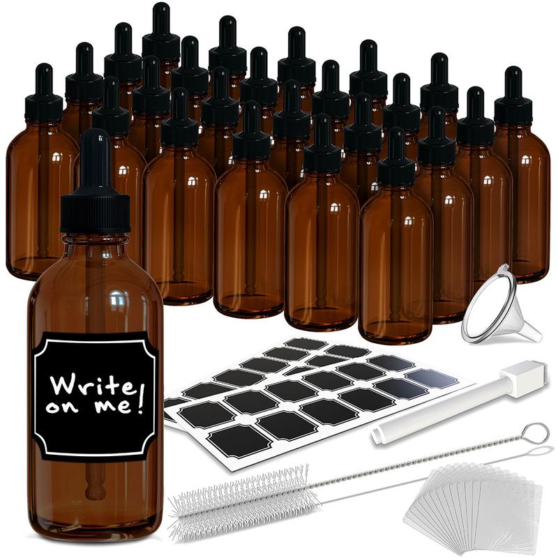 Nevlers 4 oz Amber Glass Dropper Bottle (Set of 24) | Includes - TikTok ...