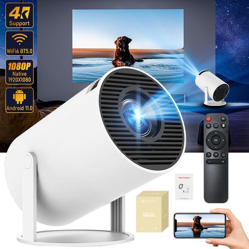 Portable Projector, 2.4/5G WiFi Smart Projector, 360° 4K HD LED ...