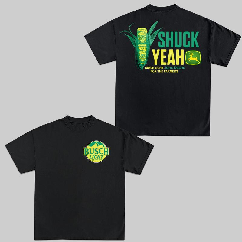 Busch Light John Deere T-Shirt Shuck Yeah For The Farmers Graphic 2 ...