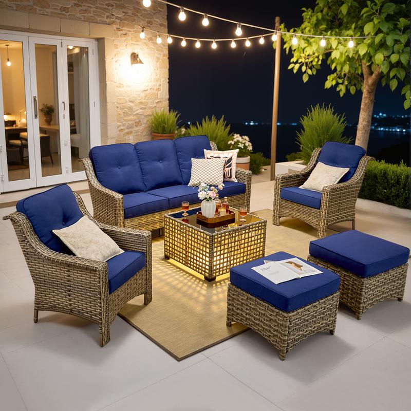 【4 Packages Shipping】HOOOWOOO 6 PCS Patio Sectional Furniture, Rattan ...