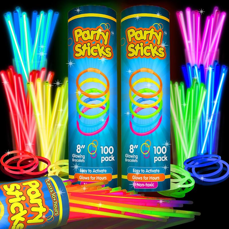 PartySticks 200-Pack Glow Sticks – 8-Inch Light-Up Party Favors with ...