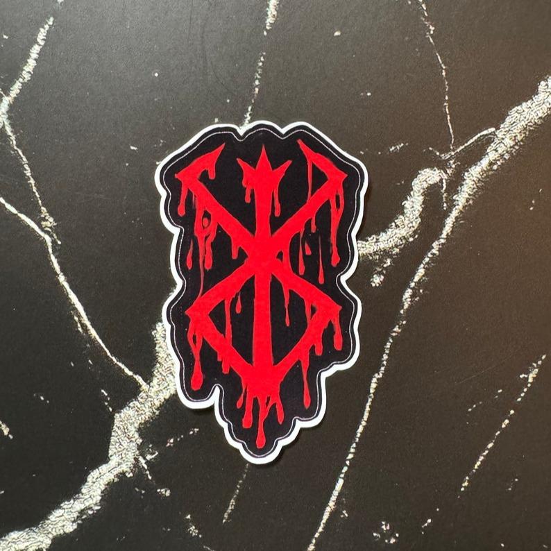 Berserk Logo Sticker, Brand of Sacrifice Blood Drip Decal, Dark Fantasy ...