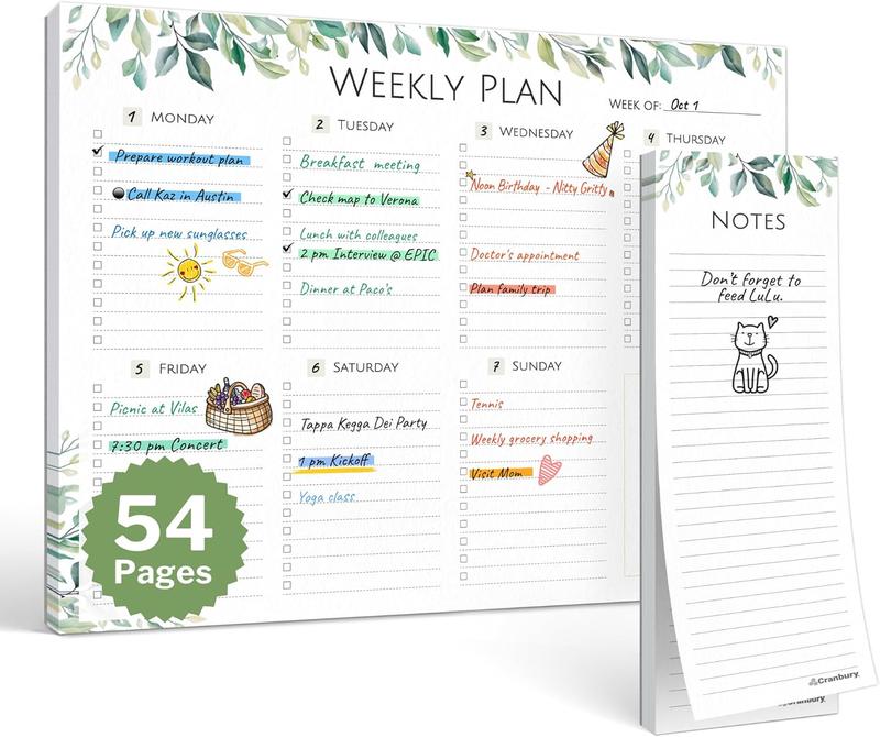 8.5x11 Weekly Planner Notepad with Daily To-Do Checklist, Notes ...