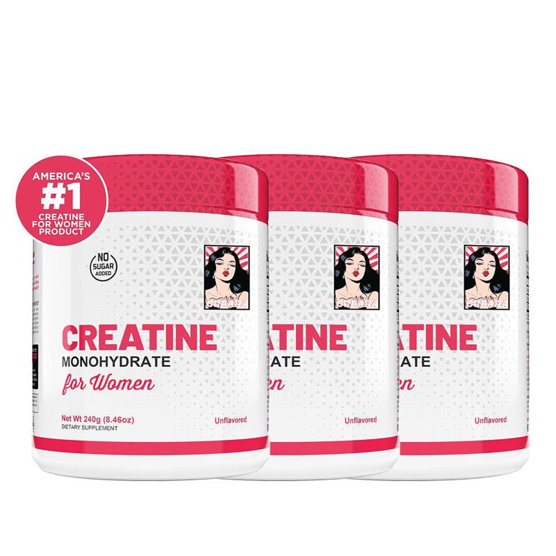 3 PACKS OF Creatine Monohydrate for Women with Collagen and BCAA's - Fitness Supplement Powder ...