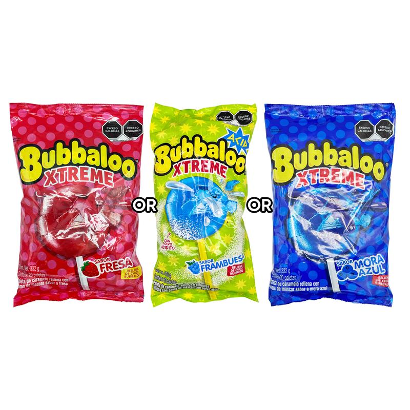 Bubbaloo Xtreme Lollipops - 20 Count Bag, Strawberry, Sour Raspberry ...