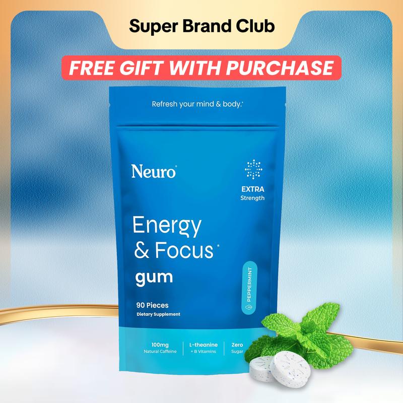 Neuro Extra Strength Energy Caffeine Gum (90 Pieces) - Sugar-Free ...