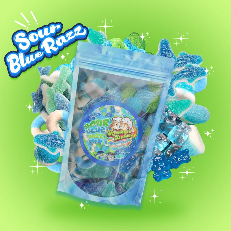 Sour Blue Razz Gummy Mix - Tangy Blue Raspberry Snack Gummi Mix ...