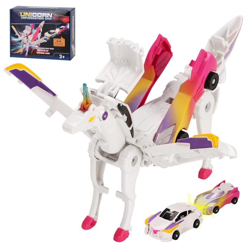 Transform car toys into magical flying dinosaur and unicorns!2Pcs ...