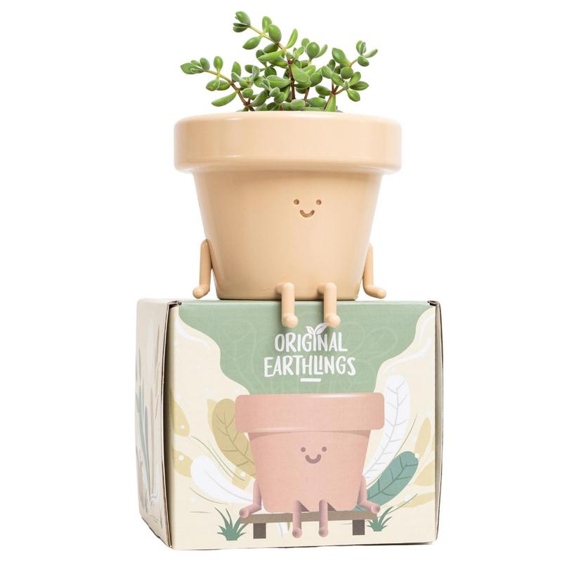 Sitting Cute Plant Pot by Original Earthlings, 3.5 Inch Plastic ...